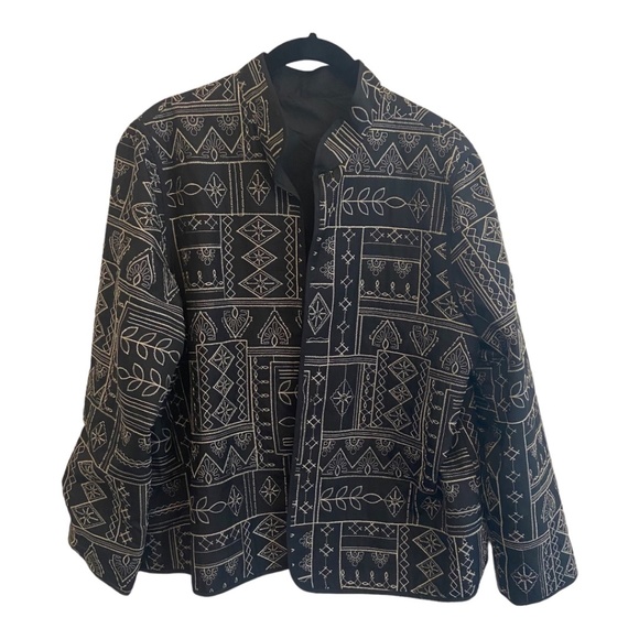 Vintage | Jackets & Coats | Vintage Crop Jacket Black With Embroidery ...